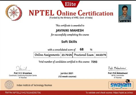 mahesh javiniki on linkedin nptel softskills