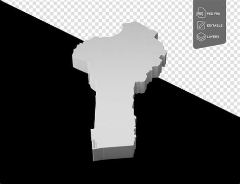 Benin 3d Mapa Geografia Cartografia E Topologia Em Fundo Preto