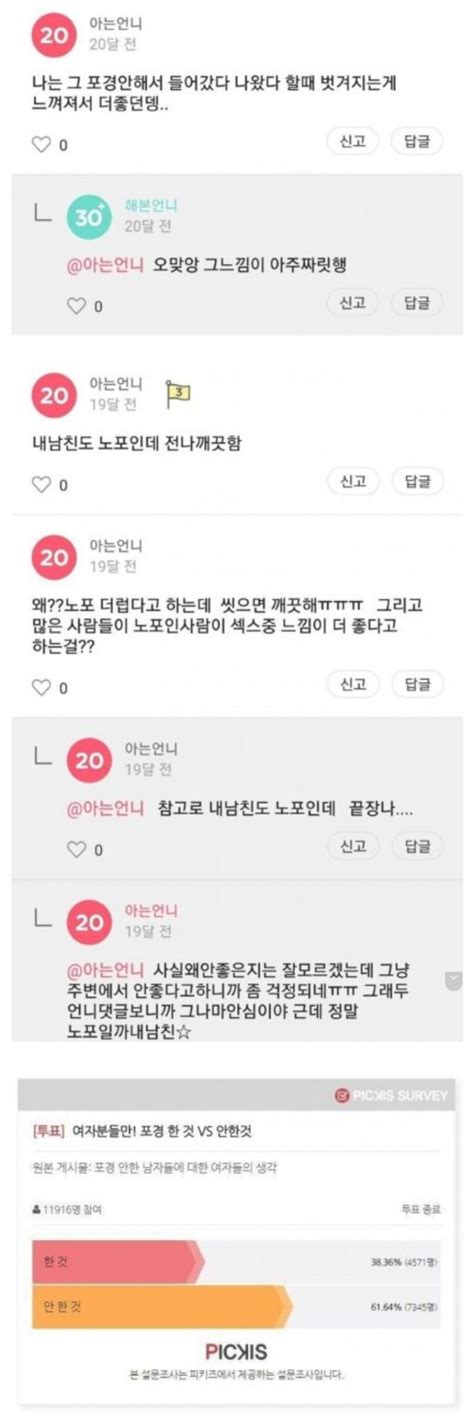 여초에서 포경 Vs 노포경 설문