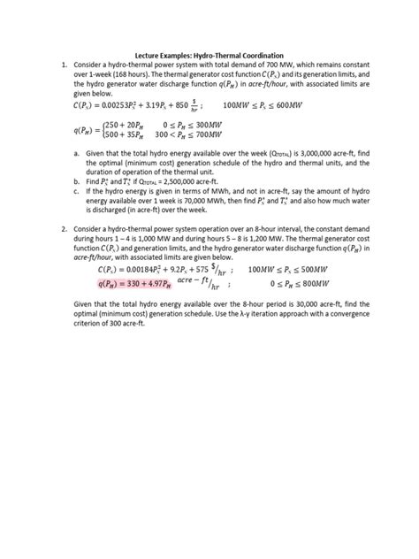 Hydro Thermal Coordination Pdf Home And Garden Technology And Engineering