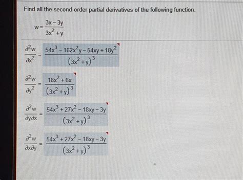 Solved Find All The Second Order Partial Derivatives Of The
