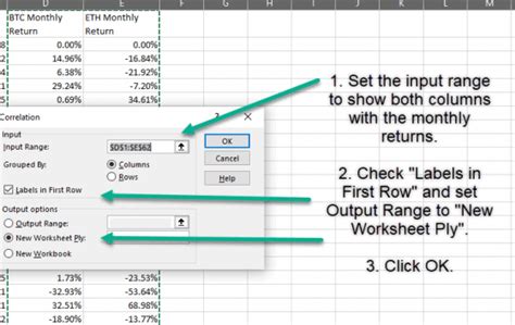 how to create a crypto correlation matrix in excel