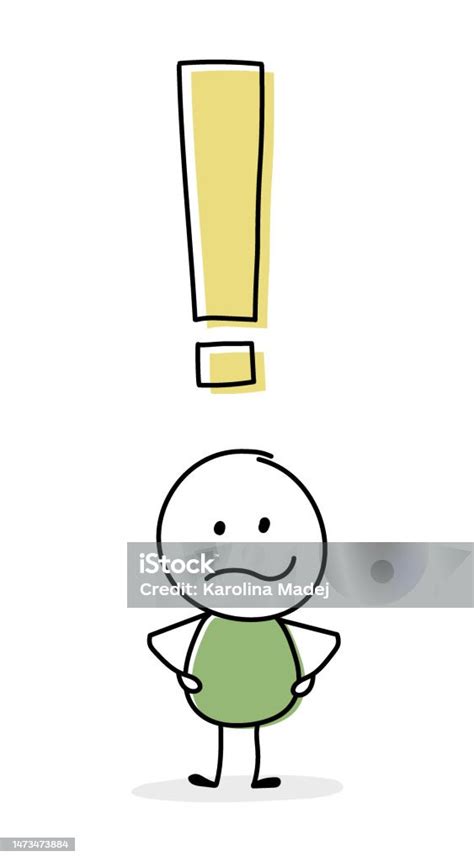 Contemplation De Stickman Avec Symbole De Point Dexclamation Vecteur