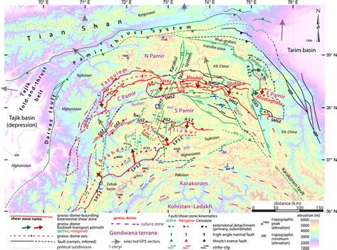 Tectonic Map Of The Pamir Gneiss‐dome System And Major Structures