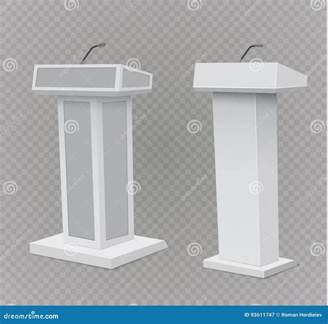 Vector Podium Tribune Rostrum Stand With Microphones Stock Illustration