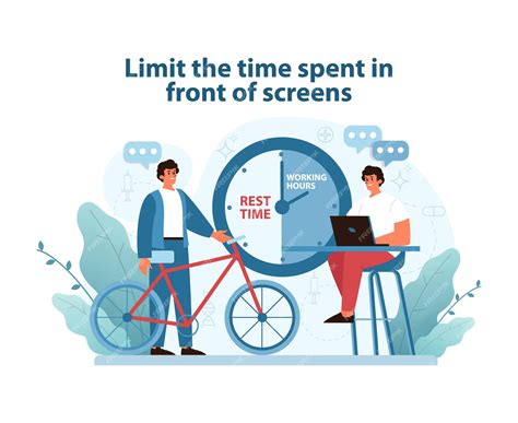 Premium Vector Screen Time Management Illustration A Focused Man On A