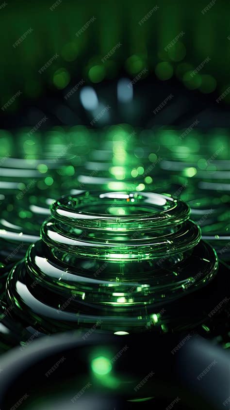 Premium Ai Image Green Background Circle Glass Texture Rotating