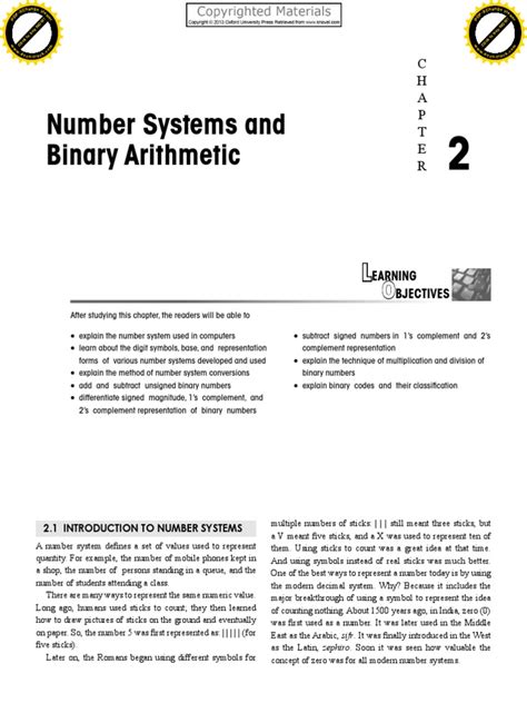 Number Systems And Binary Arithmetic C H A P T E R Pdf Number