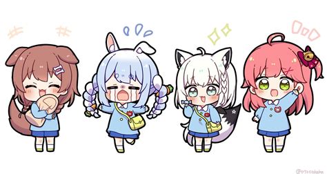さくらみこ 白上フブキ 兎田ぺこら 「いっぱいいる・・・・・・・ いい推しの日」アカババァのイラスト