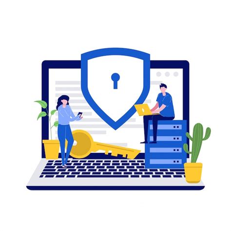 Premium Vector Cyber Security Illustration Concept With Characters Data Security Protected