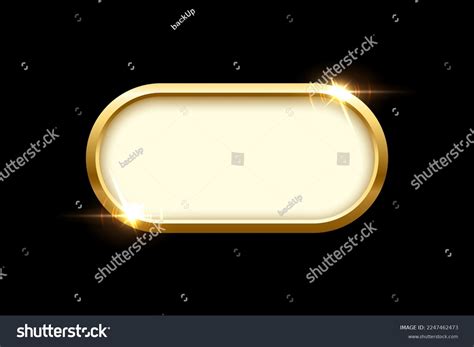 3d plate button ellipse shape golden stock vector royalty free