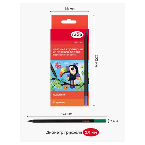 Карандаши Гамма 12 цветов черное дерево купить по цене 340 ₽ в интернет ...
