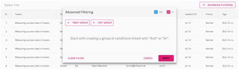 Grid Advanced Filter Grid Feature