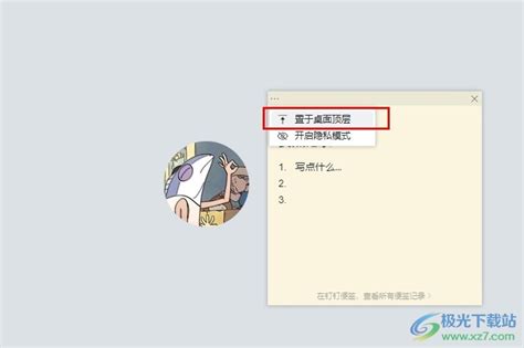钉钉视频会议如何将便签置于桌面顶层 电脑版钉钉视频会议将便签置于桌面顶层的方法 极光下载站