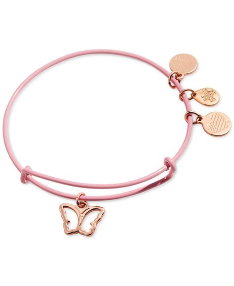 Alex And Ani Rose Gold Tone Butterfly Multi Charm Expandable Bangle