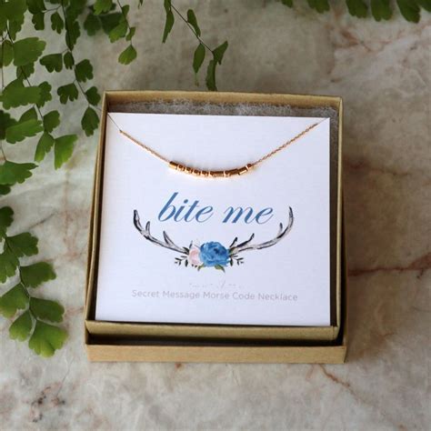 Bite Me Morse Code Necklace Secret Message Jewelry Funny T For Her