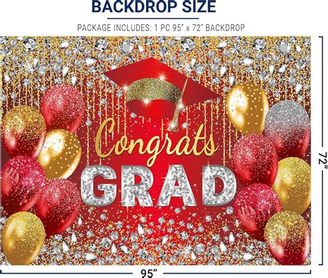 Allenjoy Fondo de graduación rojo y dorado de 95 x 72 pulgadas para