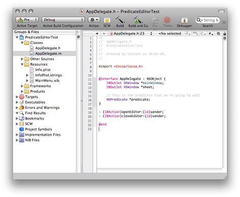 NSPredicateEditor Tutorial Nvie