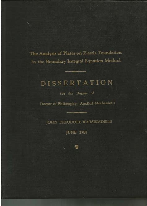 Pdf The Analysis Of Plates On Elastic Foundation By The Boundary Integral Equation Method