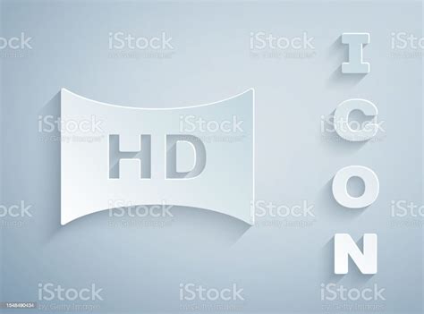 종이 컷 Hd 영화 테이프 회색 배경에 격리 프레임 아이콘 종이 아트 스타일 벡터 3차원 형태에 대한 스톡 벡터 아트 및 기타 이미지 3차원 형태 4k해상도 Hd