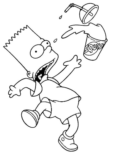 Bart Simpson Con Patineta Para Colorear Imprimir E Dibujar
