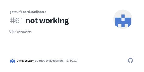not working · issue 61 · getsurfboard surfboard · github