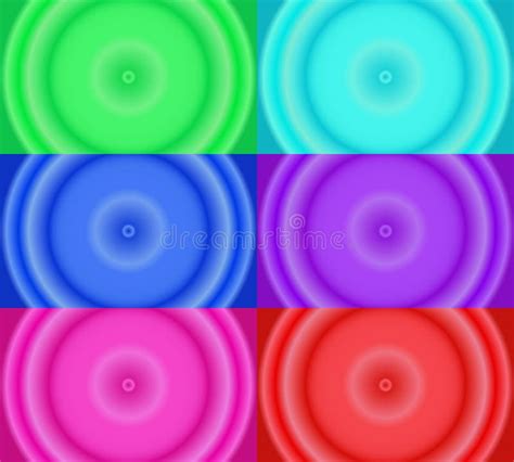 Six Sets Of Circle Radial Gradient Abstract Background Green Blue Purple Pink And Red Stock