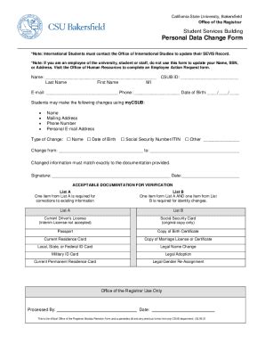 Fillable Online Babe Services Building Personal Data Change Form Fax Email Print PdfFiller