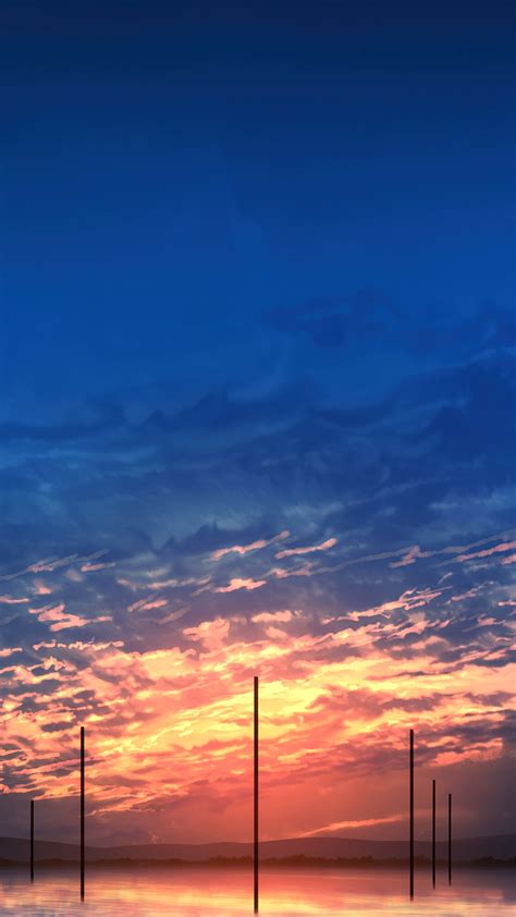 Anime Sunset Clouds Scenery 4k Hd Wallpaper Rare Gallery