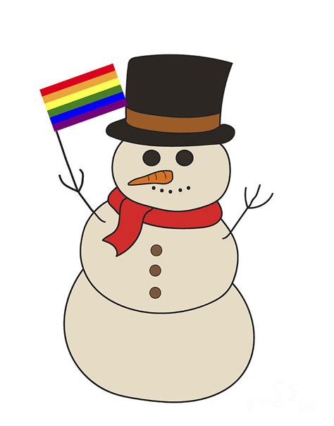 Gay Pride Christmas Snowman Illustration Cartoon Drawing Digital Art