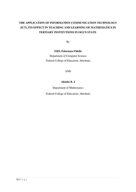 Pdf The Application Of Information Communication Technology Ict Its Effect In Teaching And