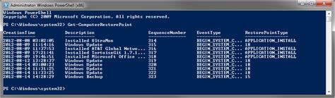 windows 7 how can i list all system restore points super user