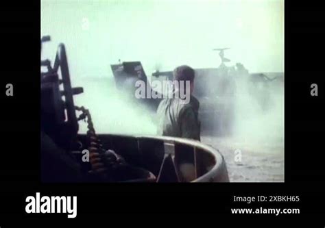 1967 Us Army Armed Helicopters And A Hovercraft Fire At A Suspected