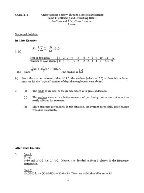 Answer Topic 13 Collecting And Describing Data 3 Pdf Mode