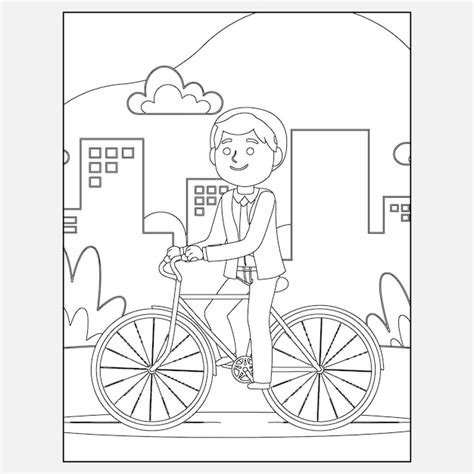 Dibujos para colorear de bicicletas imprimibles para niños Vector Premium