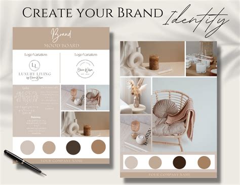 Brand Board Template Mood Board Branding Kit Brand Style Board Branding