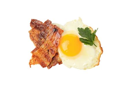 Tocino Frito Y Huevo Aislado Sobre Fondo Blanco Png Foto Premium