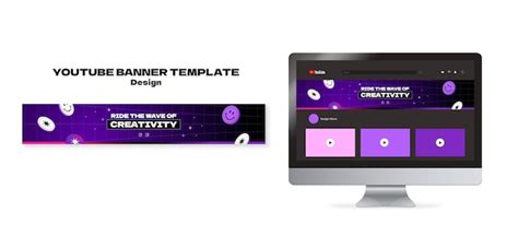 Banner do youtube de conceito de design gradiente PSD Grátis