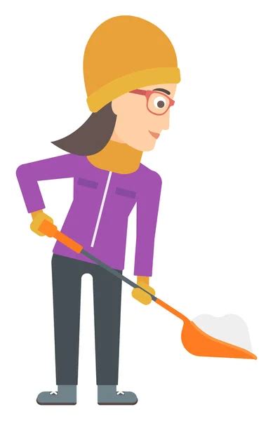 Cartoon Woman Shoveling Snow — Stock Vector © Ronleishman 13942148