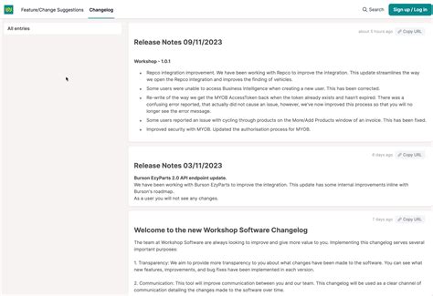 Changelog And Feature Request