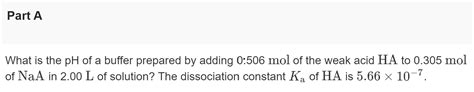 solved what is the ph of a buffer prepared by adding 0 506