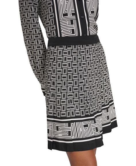 Karl Lagerfeld Paris Womens Mix Geo Print Pleated Skirt Macys