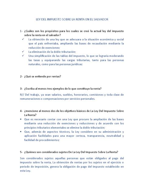Ley Del Impuesto Sobre La Renta En El Salvador Pdf Impuesto Sobre