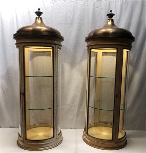 Proantic Pair Of Old Round Store Display Cases