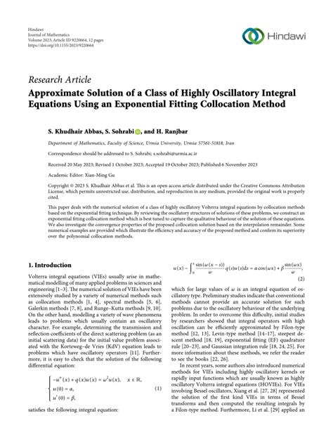 PDF Approximate Solution Of A Class Of Highly Oscillatory Integral