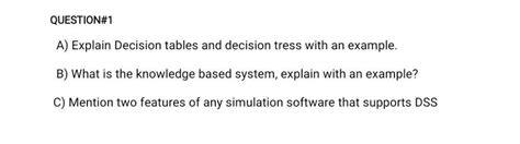 Solved Question A Explain Decision Tables And Decision Chegg