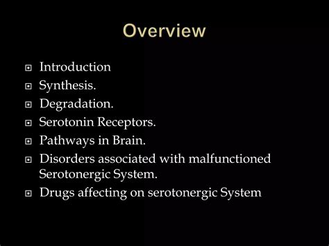 Serotonergic System Ravi Pptx Endocrine And Metabolic Diseases