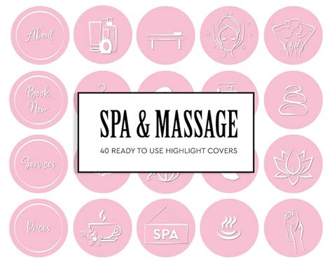 40 Massage And Spa Highlight Instagram Cover Icons Pink Insta Massage