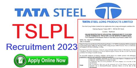 Tata Steel Recruitment 2023 ‣ Anil Sir Iti