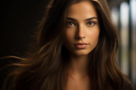 Attractive Young Woman Long Hair Premium Ai Generated Image